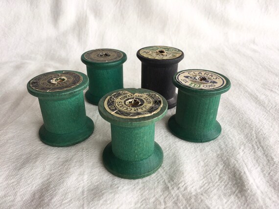Wooden Thread Spools Bobbins Vintage Lot of 5 1940s and | Etsy