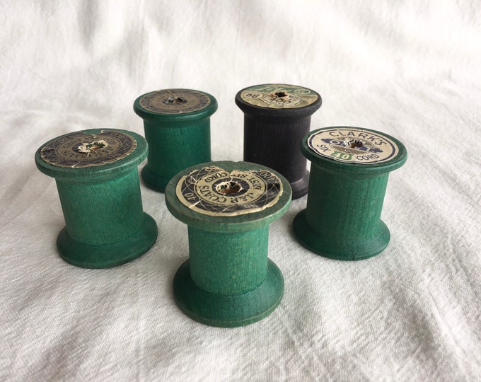 Wooden Thread Spools, Bobbins, Vintage, Lot of 5, 1940s and 1950s ...