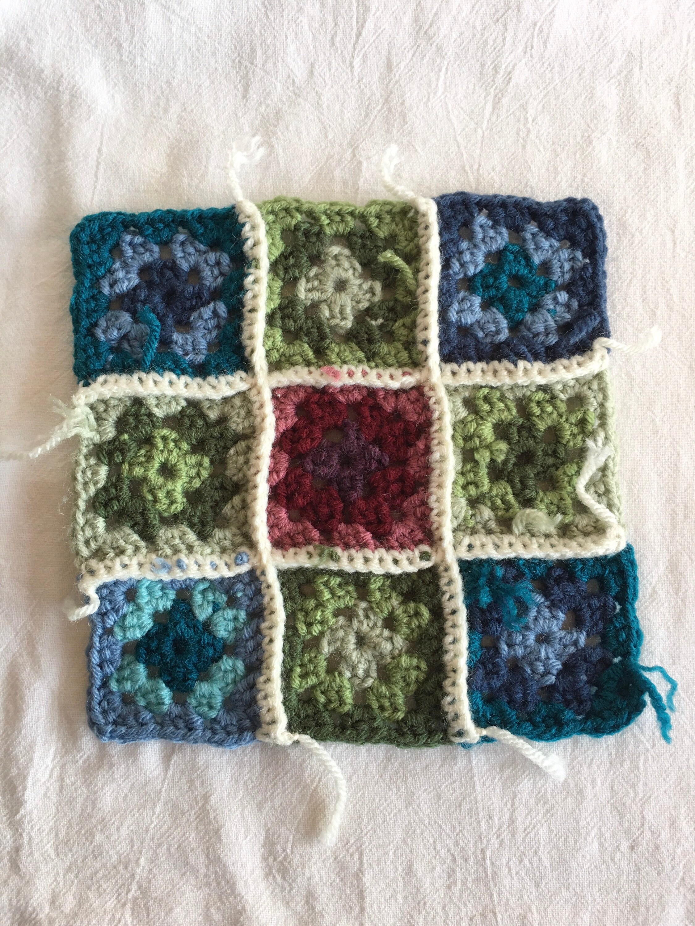 One 9-Piece Granny Square Panel Mat Crocheted Acrylic Yarn | Etsy