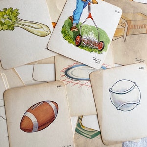 1950’s Picture Cards, Vocabulary Cards, Vintage, Set of 5, Random ...