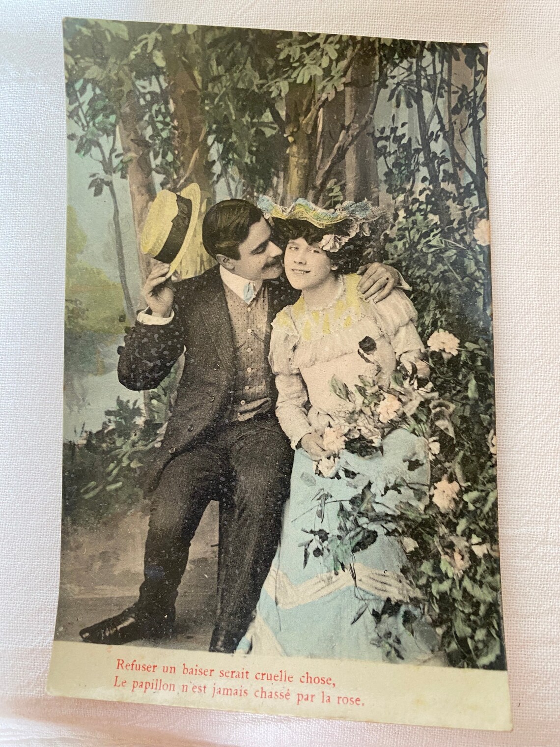 Set of 5 French Postcards, Romantic, Couples, Ephemera, Antique, Love ...