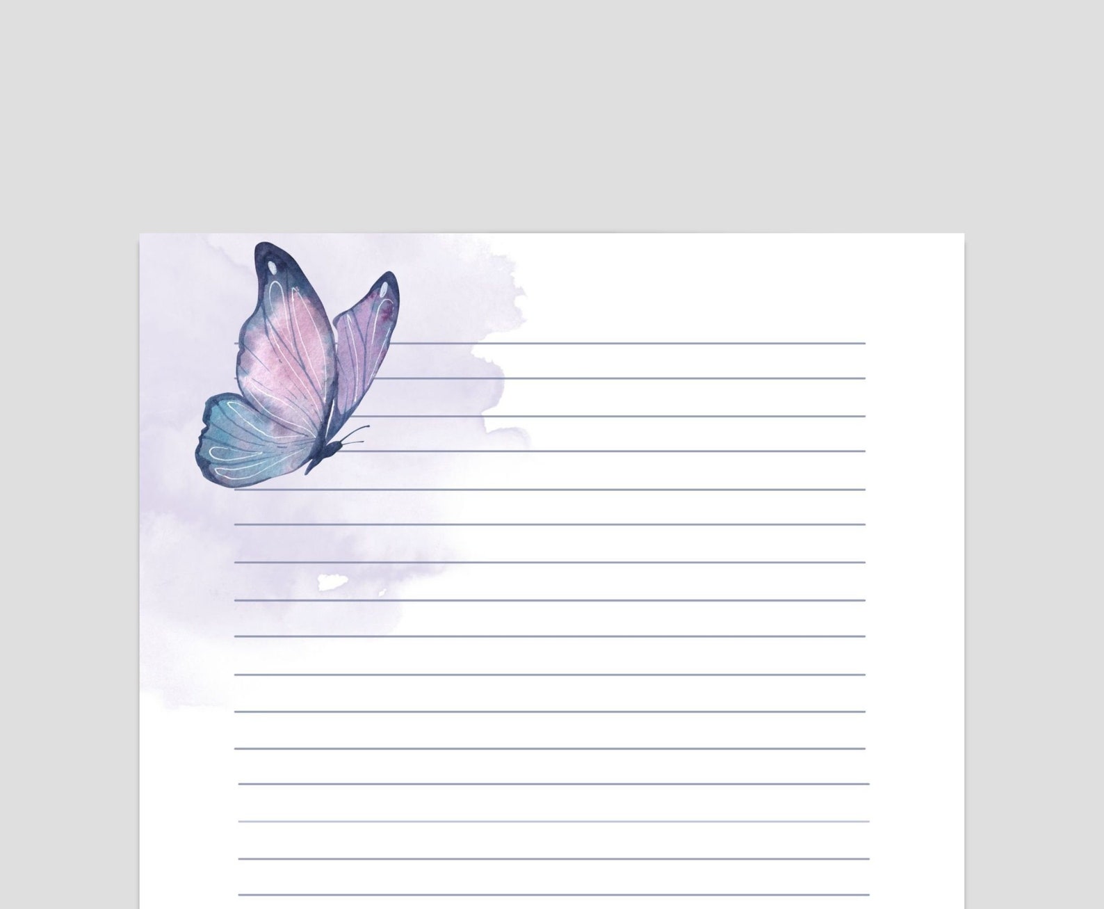 Purple Butterfly Printable Writing Paper, PRINTABLE Stationery ...