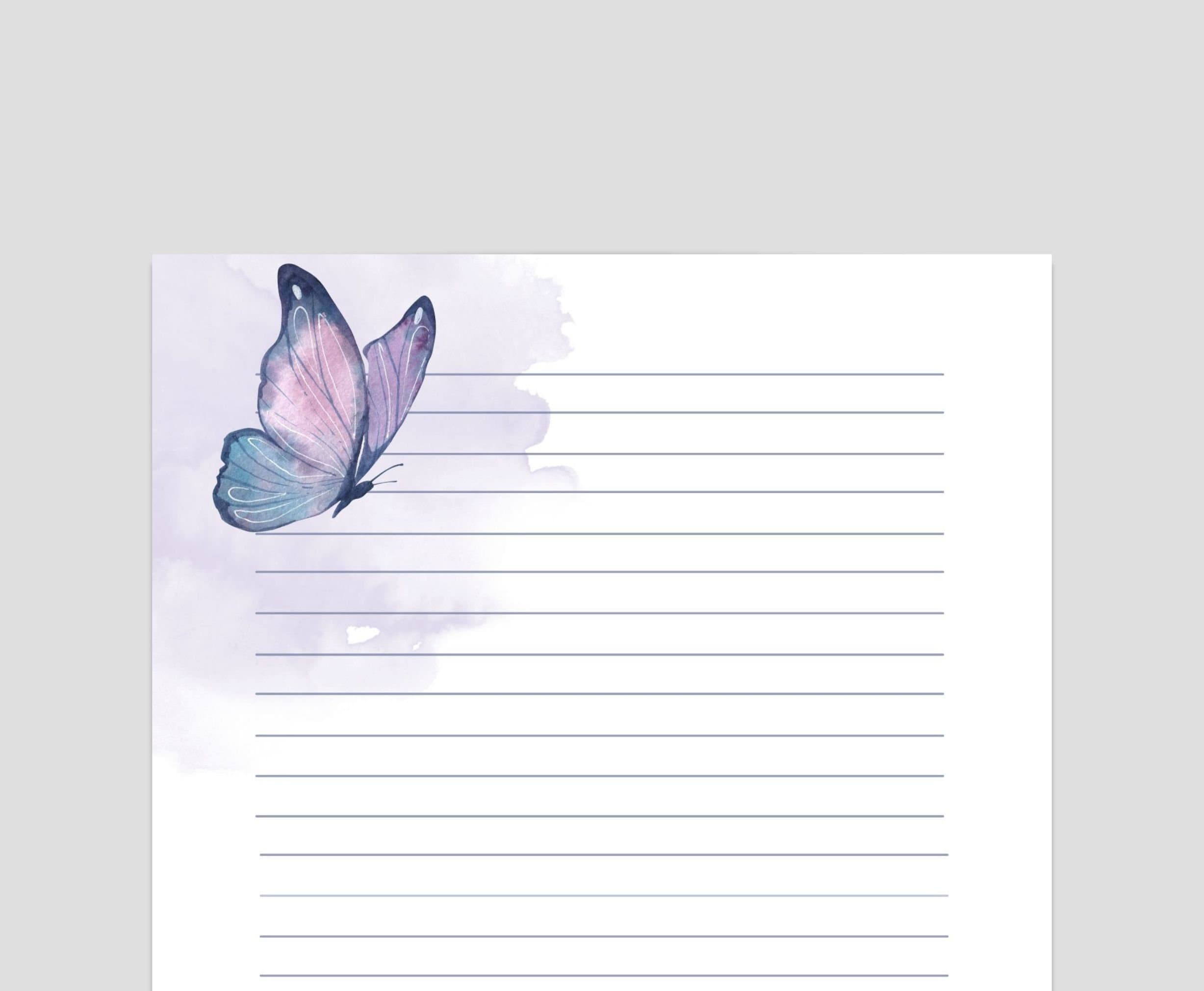 Purple Butterfly Printable Writing Paper, PRINTABLE Stationery ...