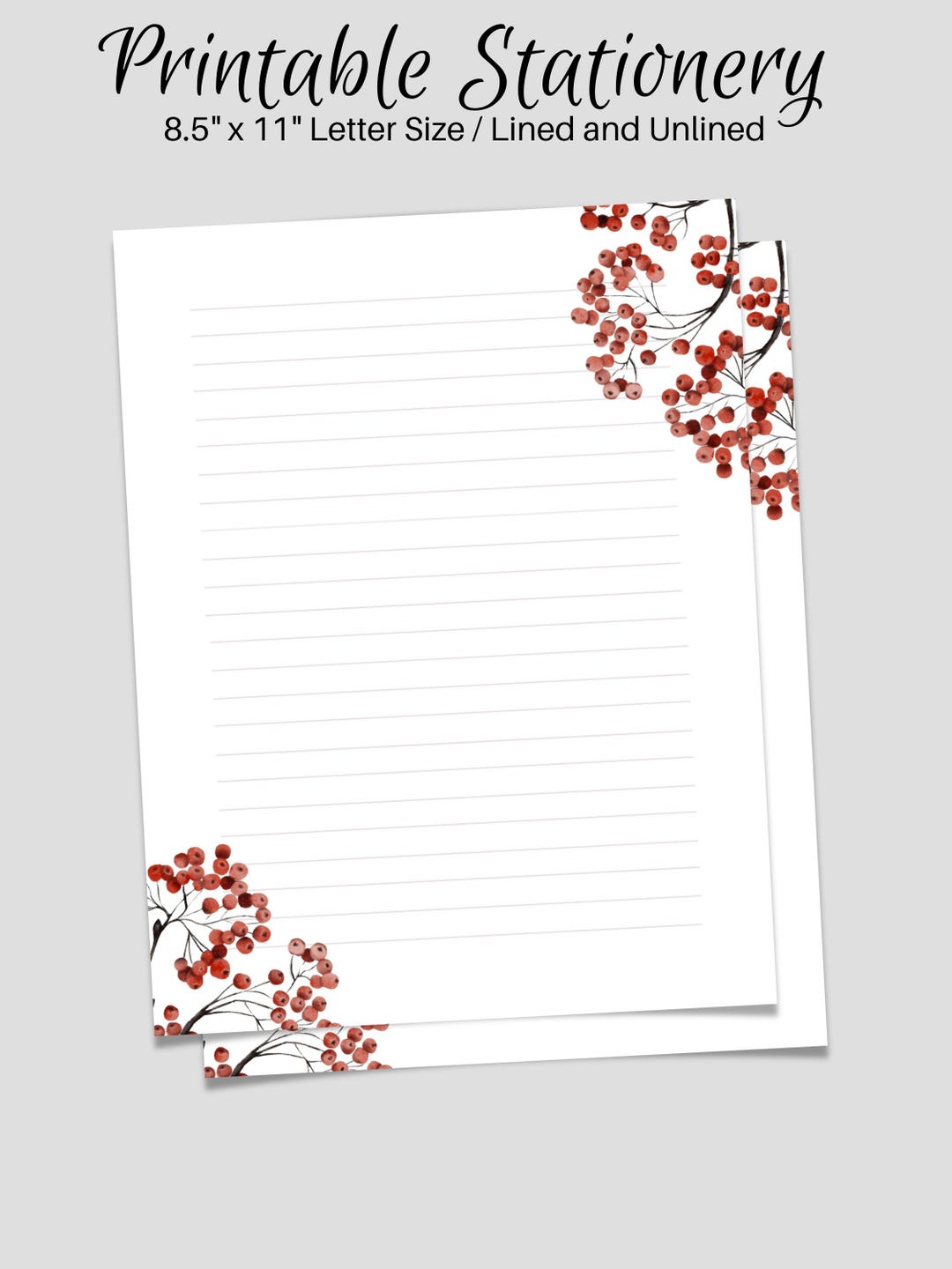 PRINTABLE Notes, Christmas Letter Writing Paper, 8.5x11 Unlined Journal ...