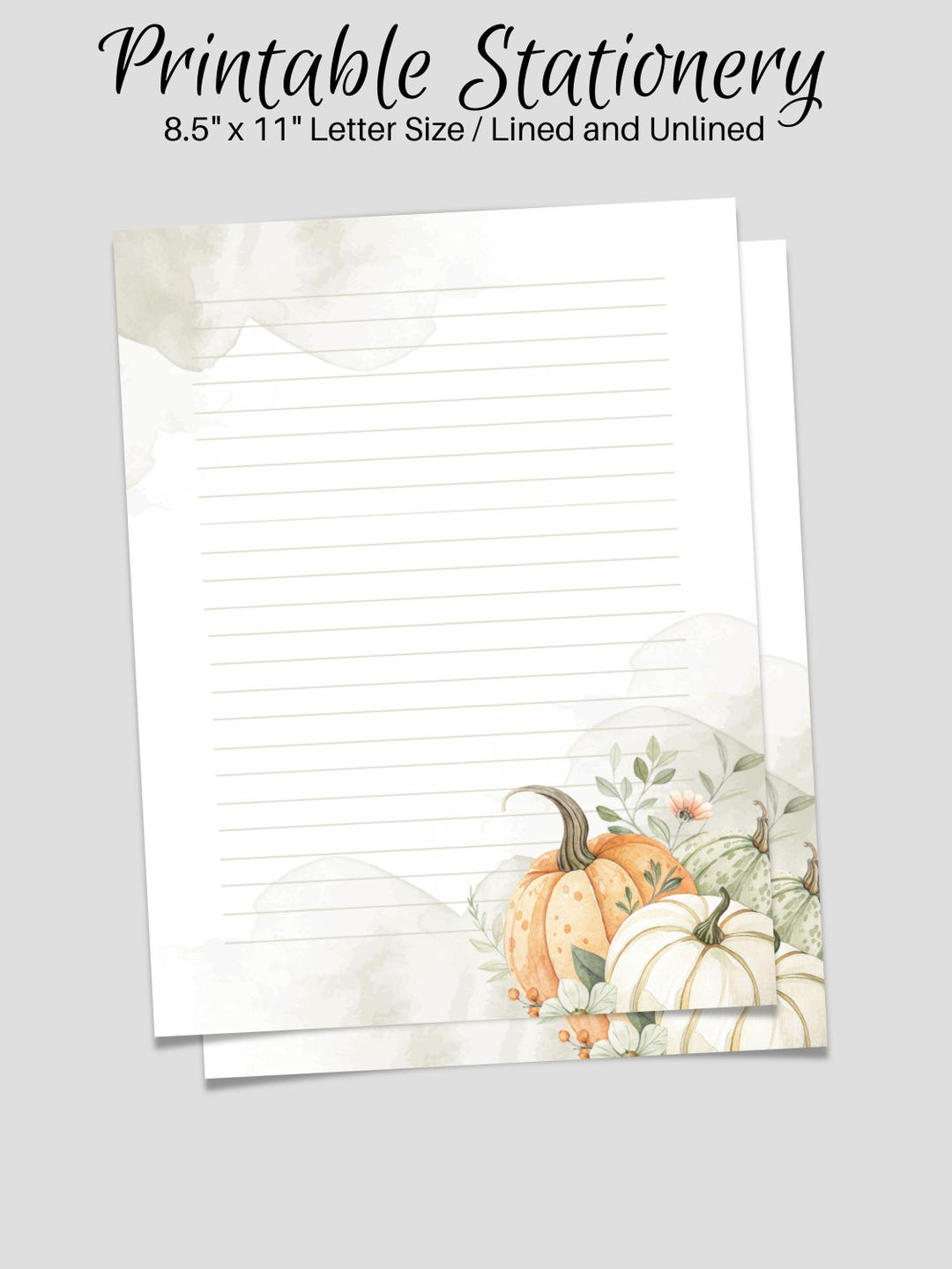 Pumpkin Fall Printable Stationery – Rustic Autumn Letter Writing Paper ...