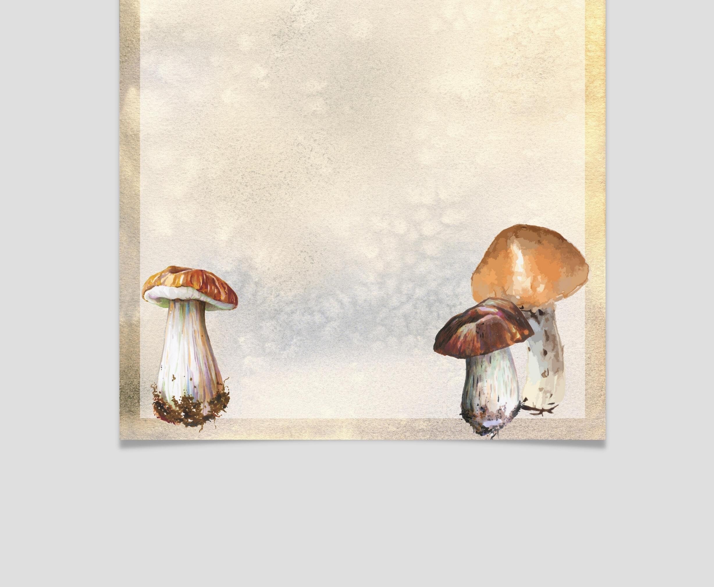 PRINTABLE Notes Cute Mushroom Letter Writing Paper Unlined - Etsy