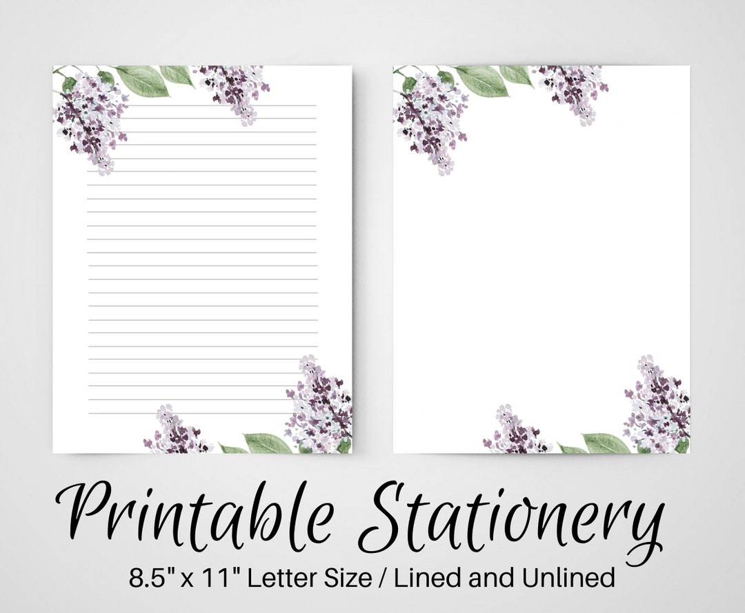PRINTABLE Notes, Lilac Floral Letter Writing Paper, Letter Writing Set ...