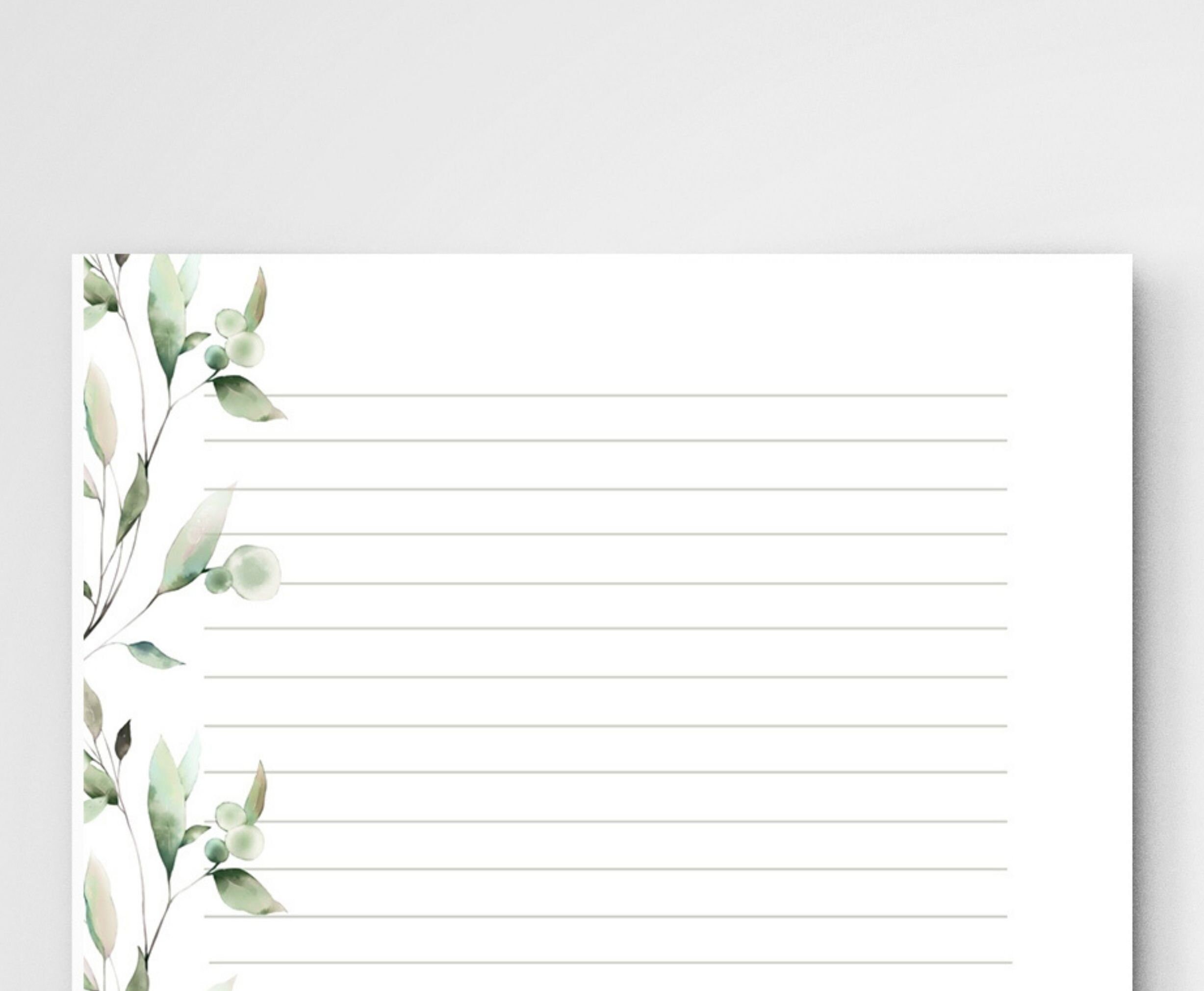 PRINTABLE Notes Botanical Letter Writing Paper 8.5x11 | Etsy