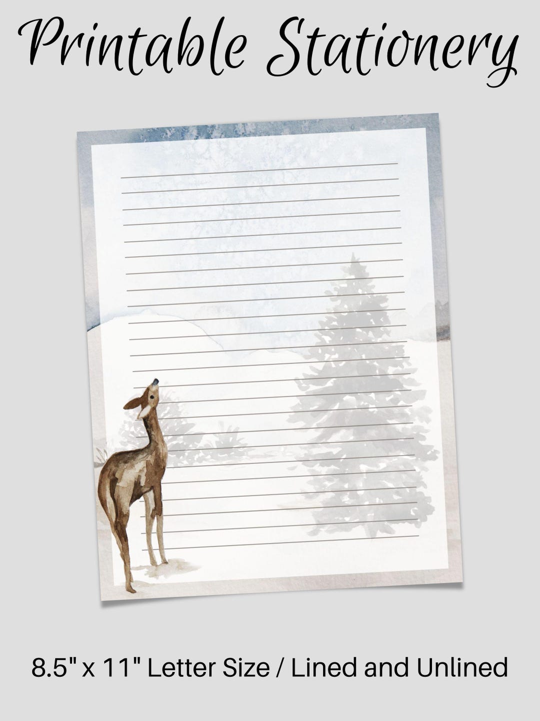 Winter Forest Printable Stationery – Evergreen Tree Writing Paper ...