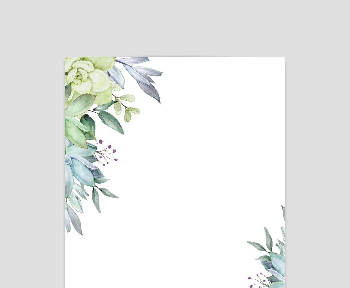 PRINTABLE Notes Succulent Letter Writing Paper 8.5x11 - Etsy