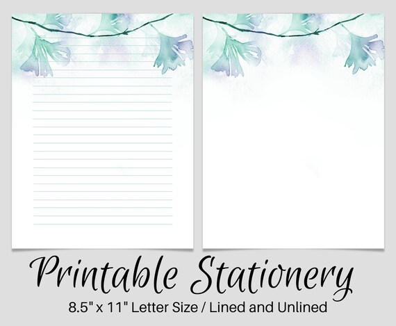 PRINTABLE Notes Botanical Letter Writing Paper 8.5x11 - Etsy