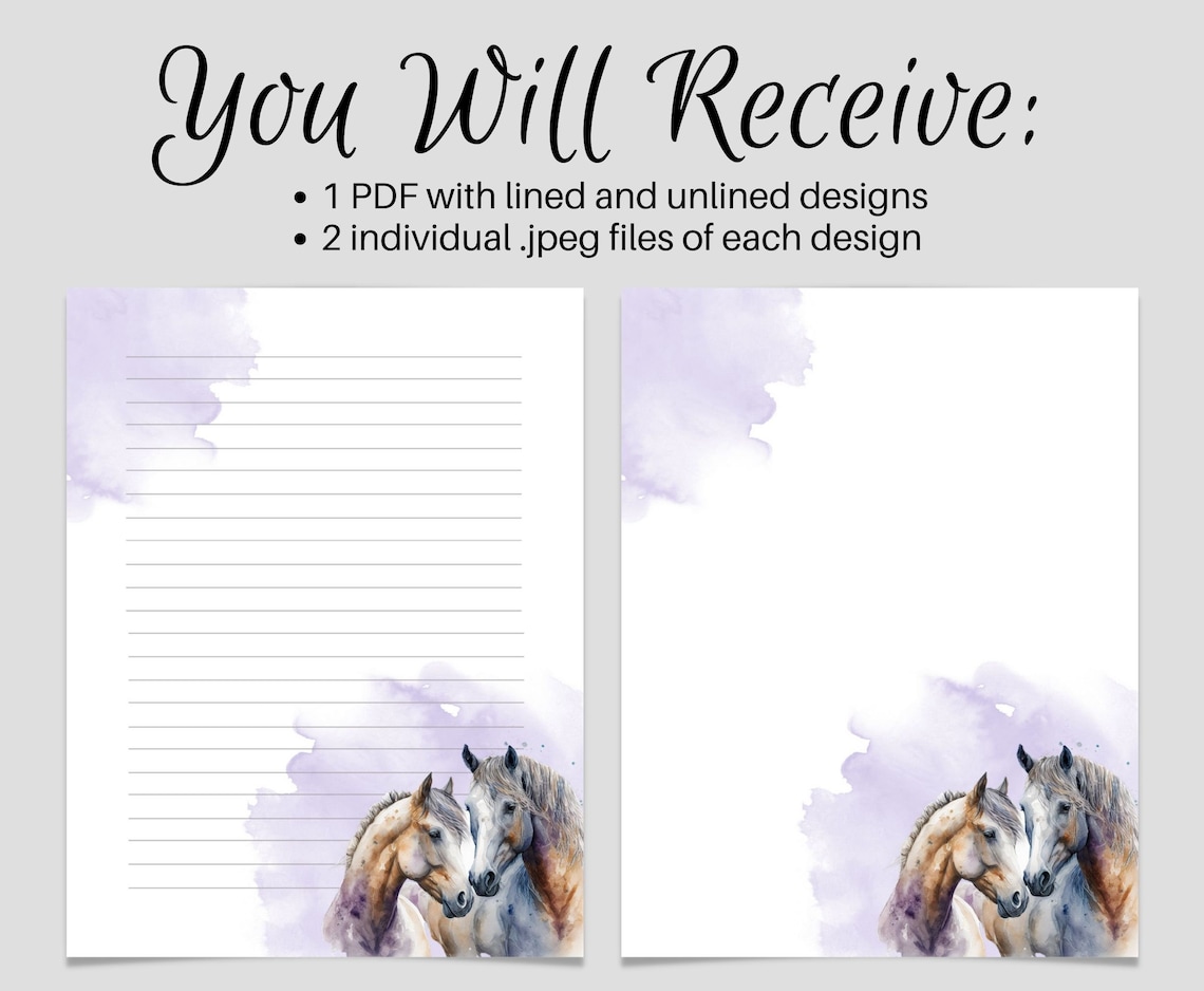 Horse Printable Writing Paper, PRINTABLE Stationery, Pretty Printable ...