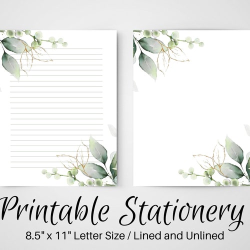 PRINTABLE Notes Botanical Letter Writing Paper 8.5x11 - Etsy