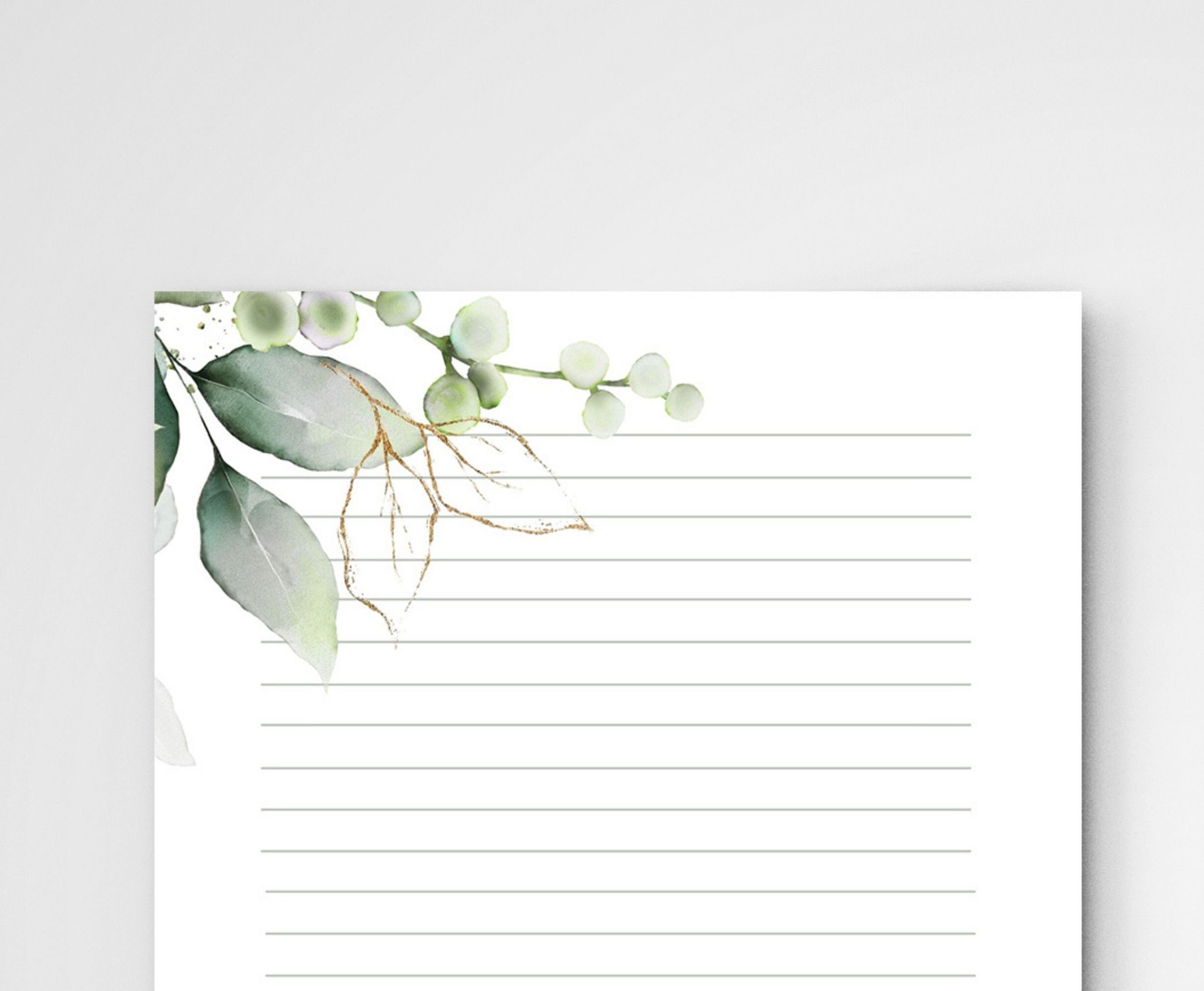 PRINTABLE Notes Botanical Letter Writing Paper 8.5x11 | Etsy