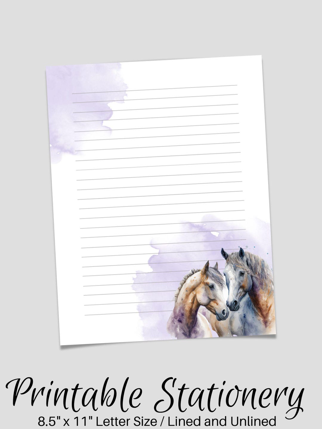 Horse Printable Writing Paper, PRINTABLE Stationery, Pretty Printable ...