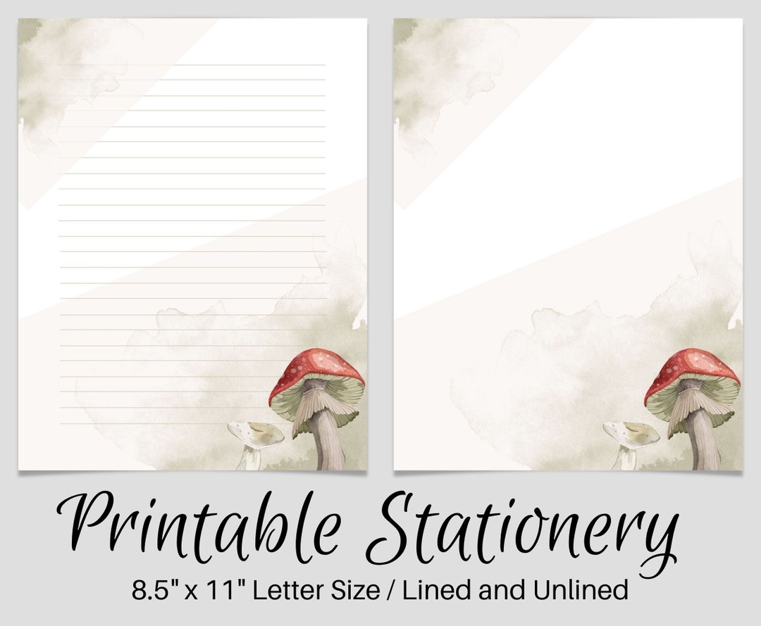 PRINTABLE Stationery, Mushroom Printable Stationary, Printable Writing ...