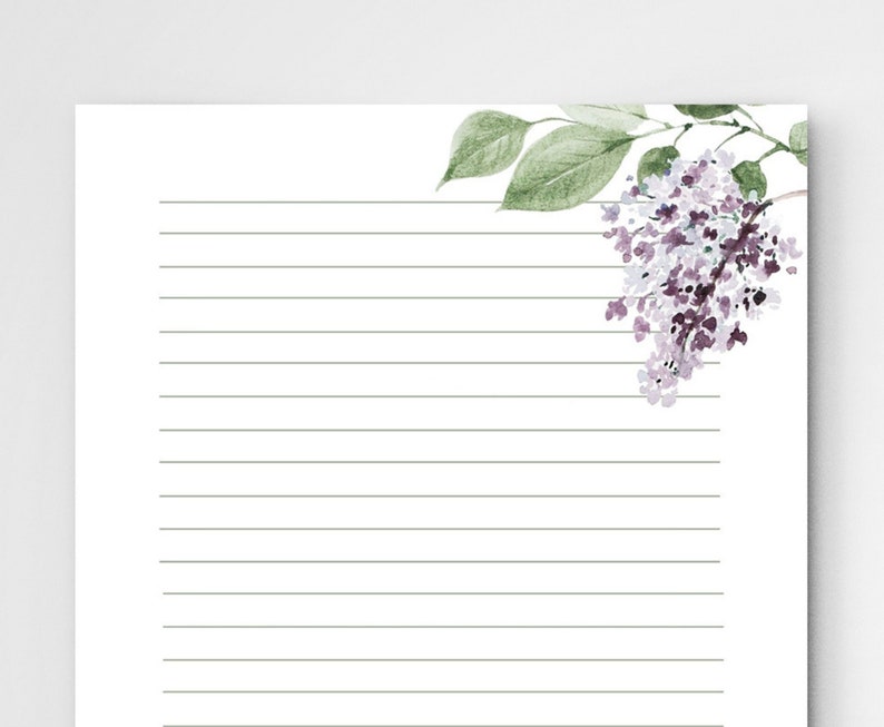 Lilac PRINTABLE Notes Floral Letter Writing Paper 8.5x11 - Etsy