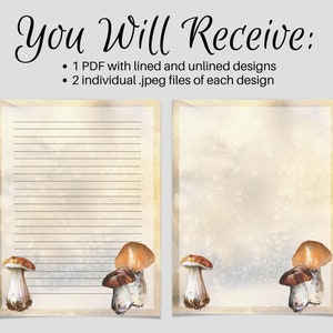 PRINTABLE Notes, Cute Mushroom Letter Writing Paper, Unlined Journal ...