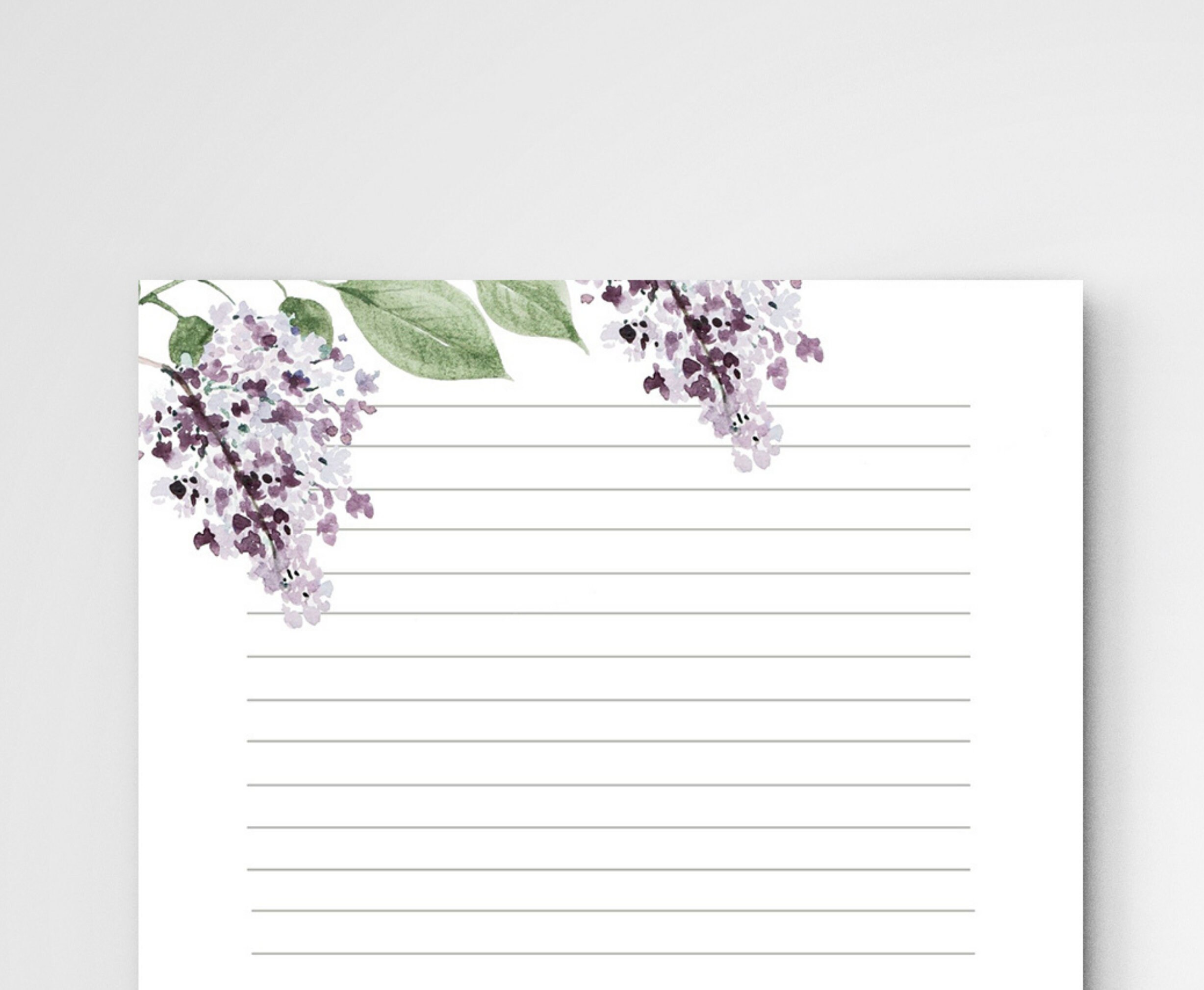 PRINTABLE Notes Lilac Floral Letter Writing Paper Letter - Etsy