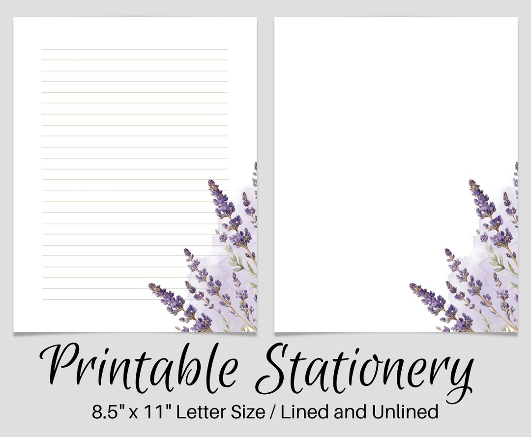 Lavender PRINTABLE Stationery, Printable Stationary, Printable Writing ...