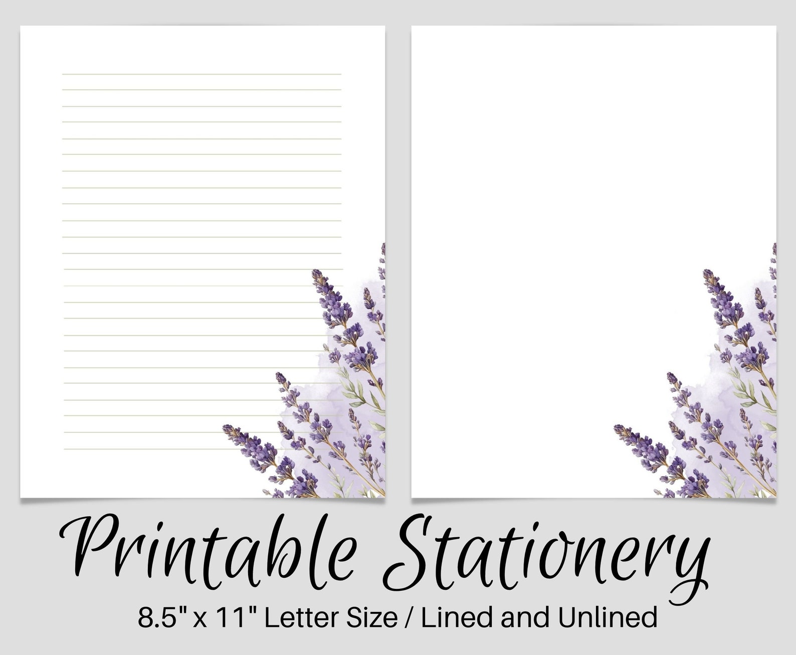 Lavender PRINTABLE Stationery, Printable Stationary, Printable Writing ...