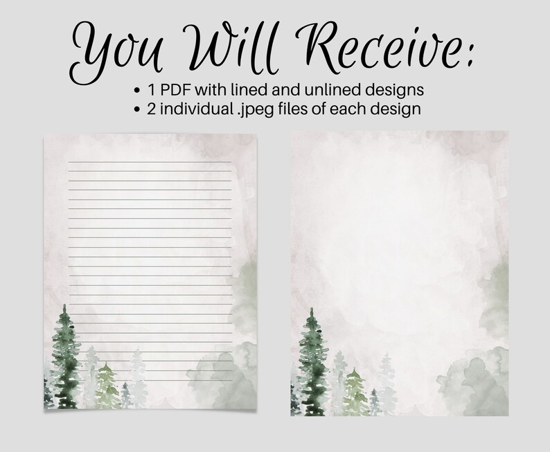 PRINTABLE Notes, Christmas Letter Writing Paper, 8.5x11, Unlined ...