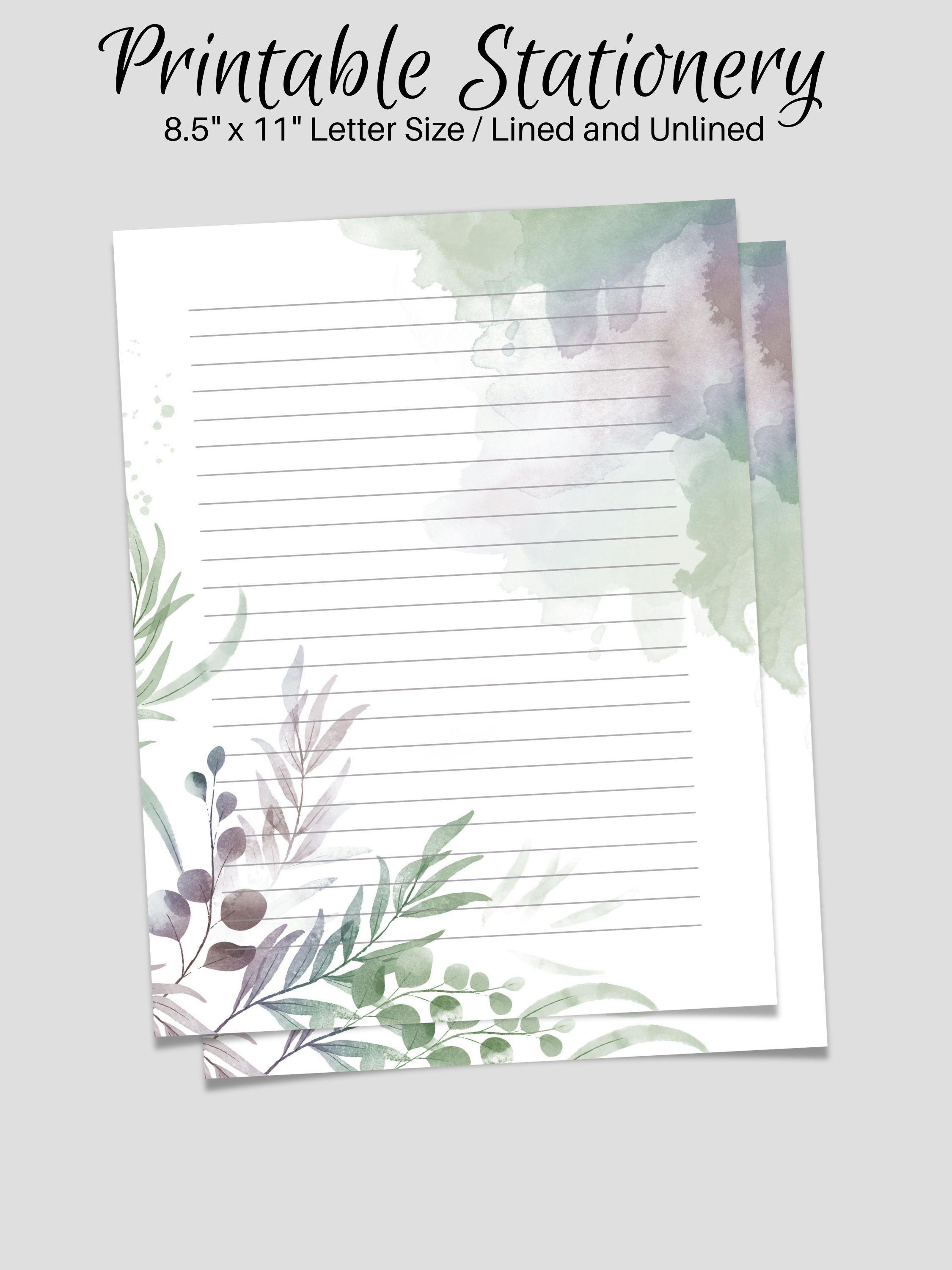 PRINTABLE Stationery Lined Notes, Botanical Letter Writing Paper ...