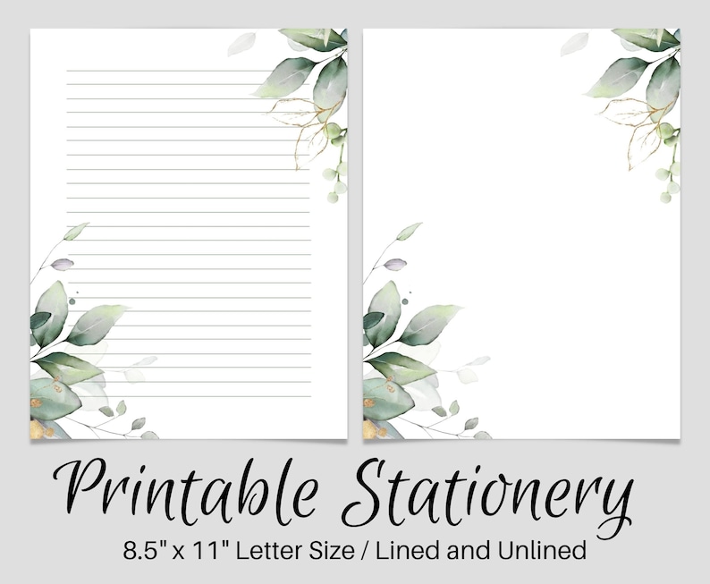Printable Botanical Stationery Set – Elegant Floral Writing Paper ...