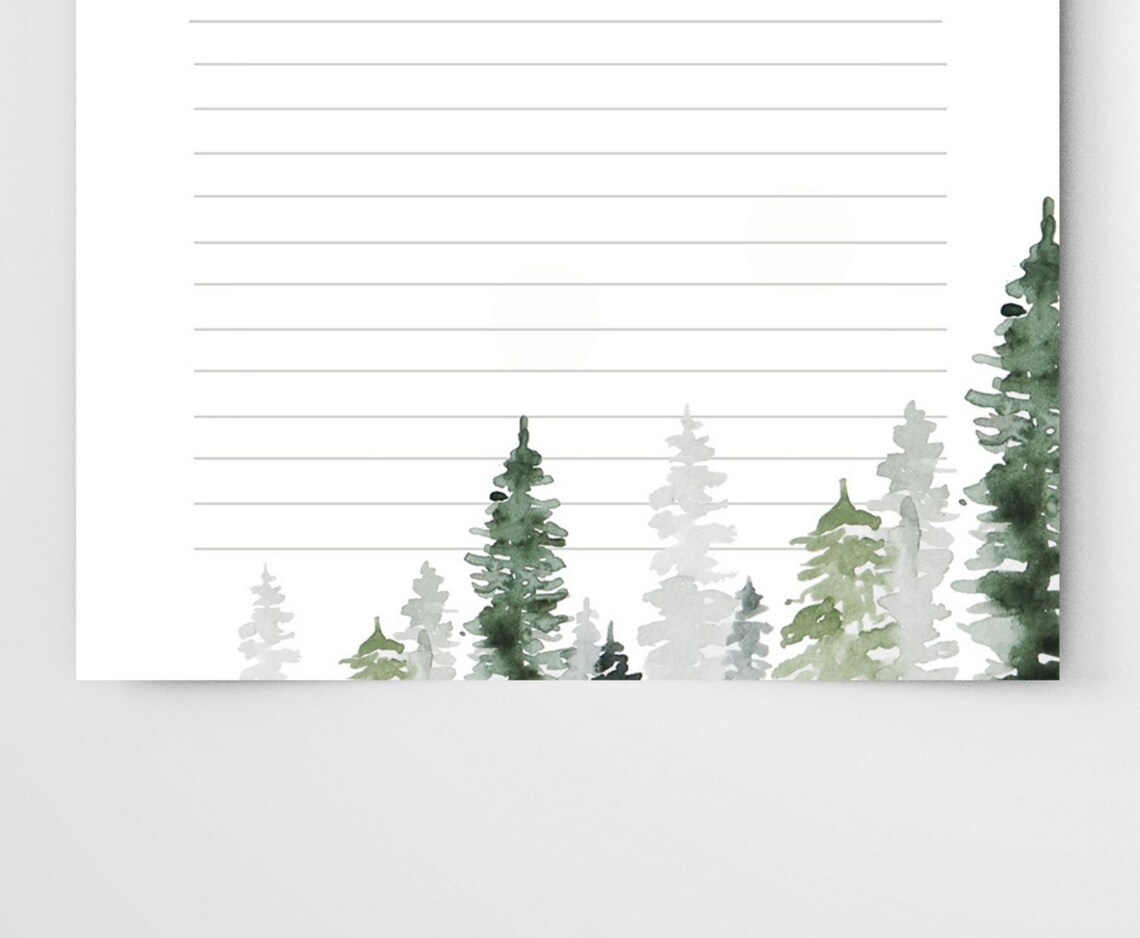 Letter Writing Paper Forest PRINTABLE Stationery Unlined - Etsy