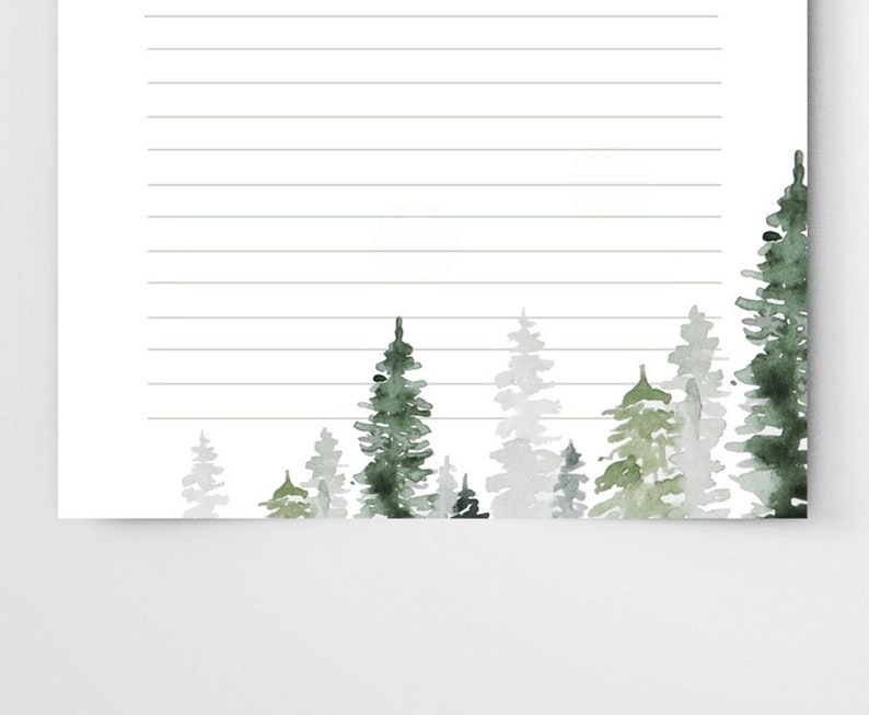 Letter Writing Paper Forest PRINTABLE Stationery Unlined - Etsy