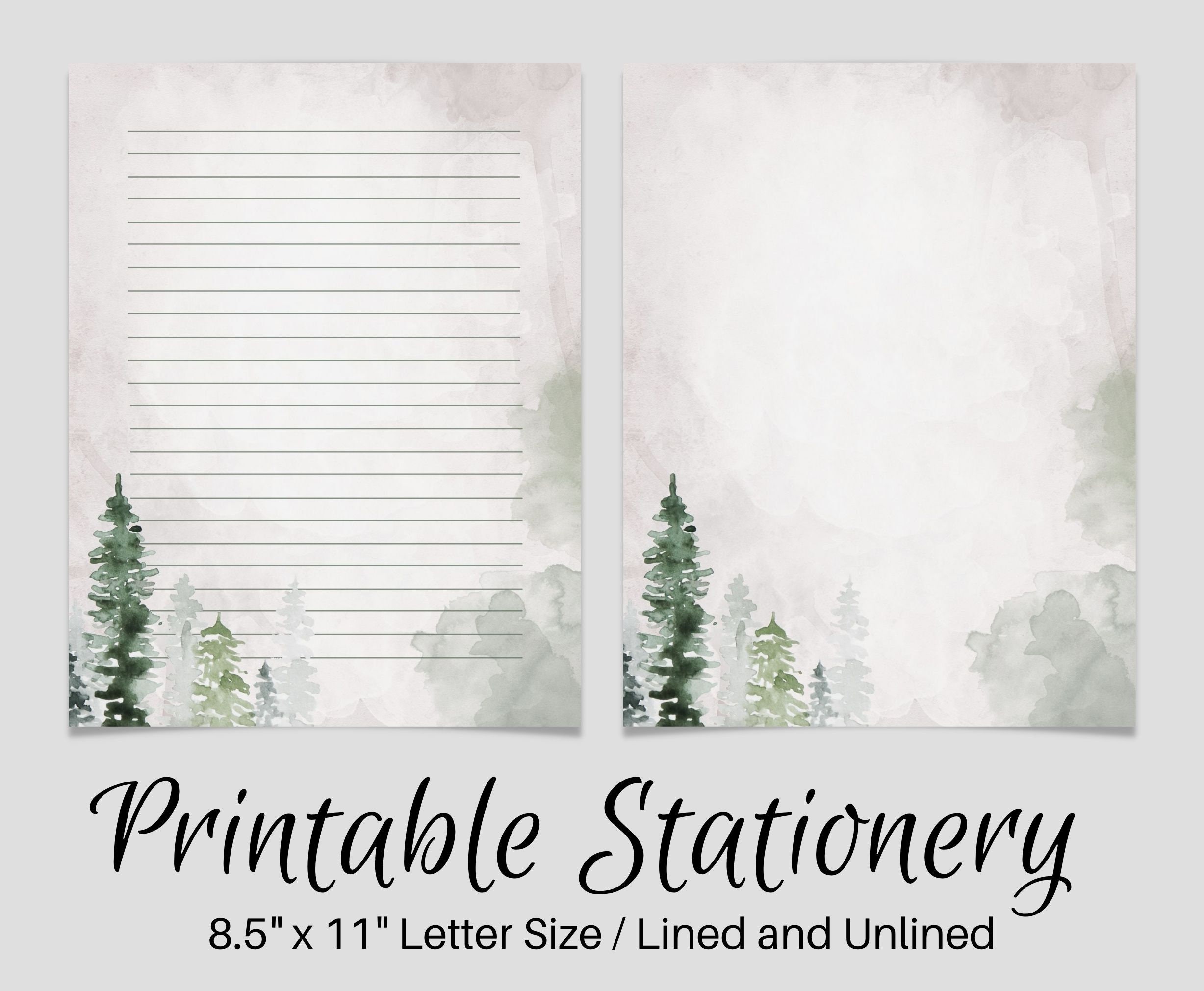 PRINTABLE Notes, Christmas Letter Writing Paper, 8.5x11, Unlined ...