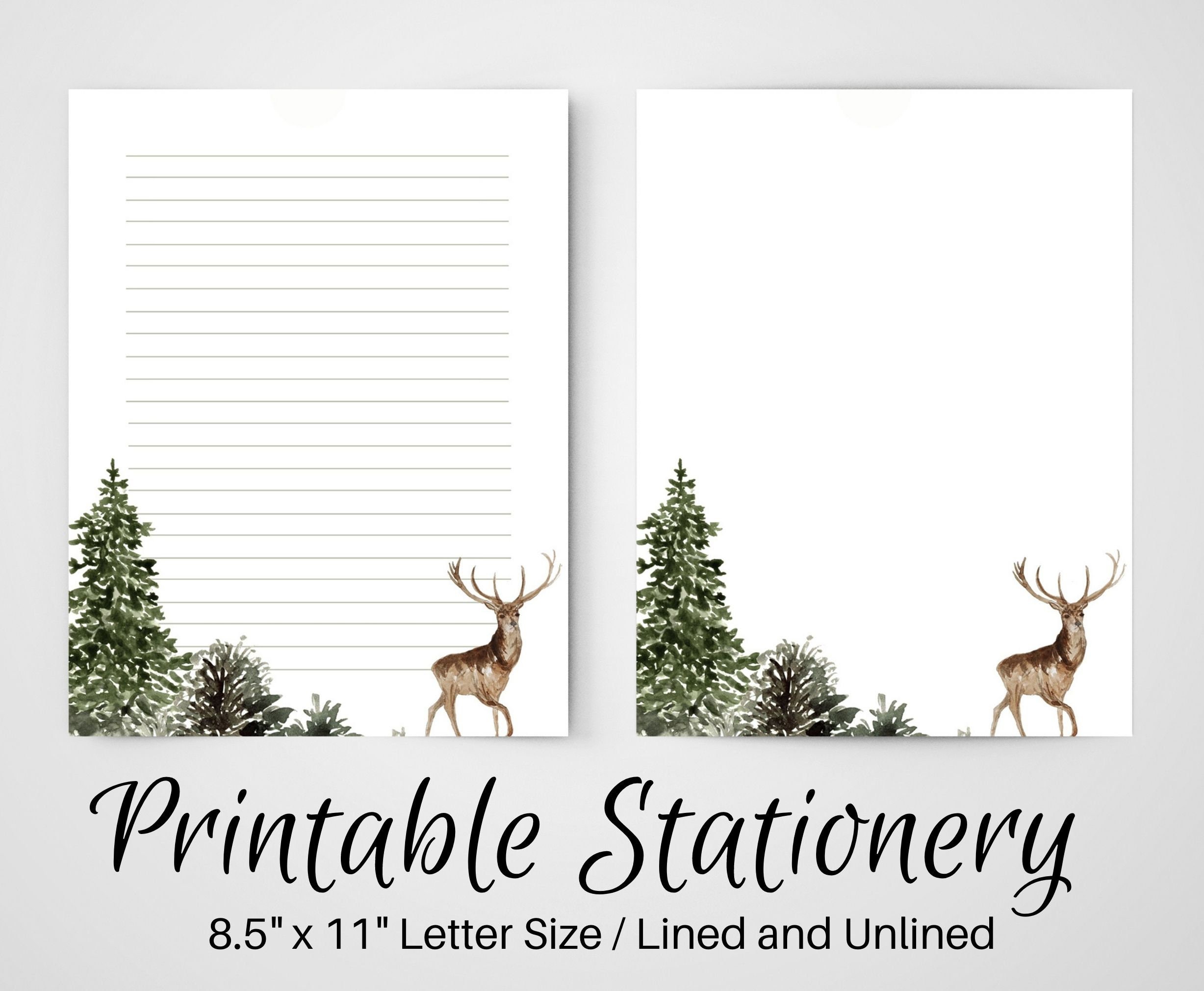 PRINTABLE Notes, Christmas Letter Writing Paper, 8.5x11, Unlined ...