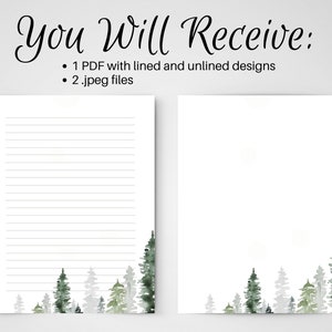 Letter Writing Paper, Forest PRINTABLE Stationery, Unlined Journal Page ...