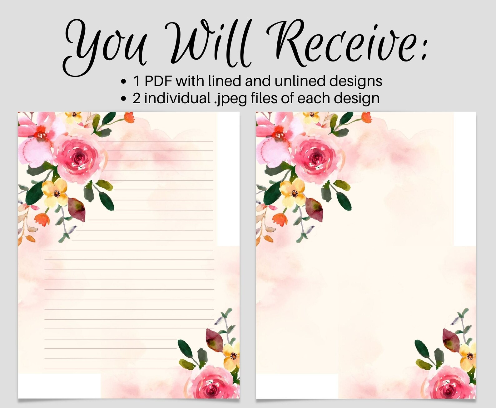 Rose Printable Stationary, PRINTABLE Stationery, Printable Writing ...