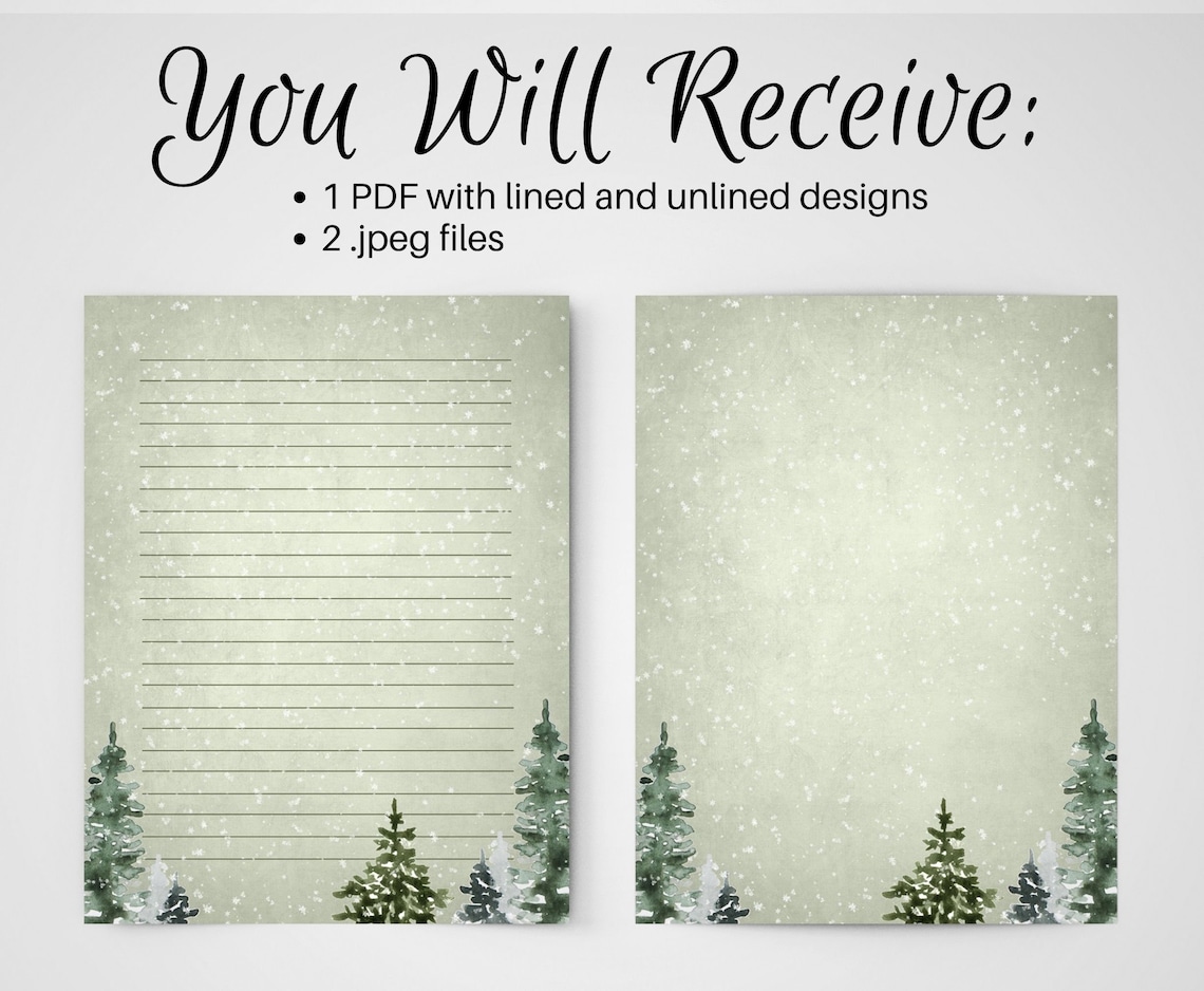 PRINTABLE Notes Christmas Letter Writing Paper 8.5x11 - Etsy