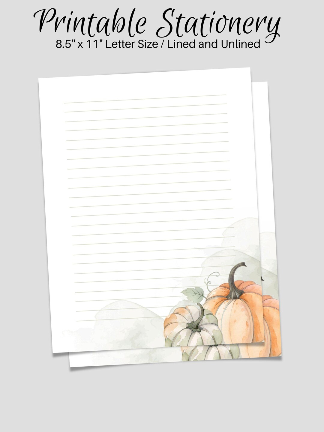 Pumpkin Fall Printable Stationery – Rustic Autumn Letter Writing Paper ...