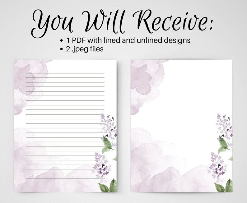 Lilac PRINTABLE Notes Floral Letter Writing Paper Letter - Etsy