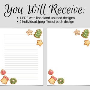 PRINTABLE Notes, Christmas Cookie Letter Writing Paper, 8.5x11, Unlined ...