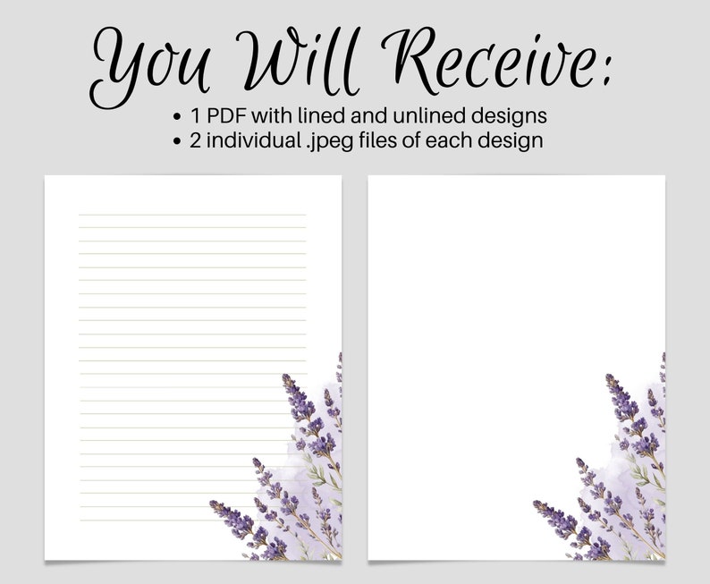 Lavender PRINTABLE Stationery, Printable Stationary, Printable Writing ...
