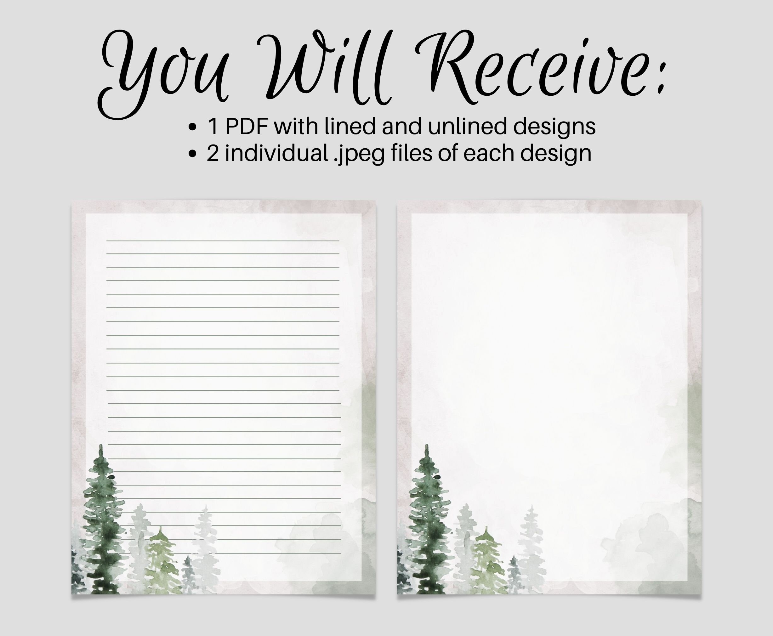 PRINTABLE Notes Christmas Letter Writing Paper 8.5x11 - Etsy