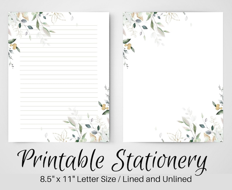 Printable Botanical Stationery Set – Elegant Floral Writing Paper ...