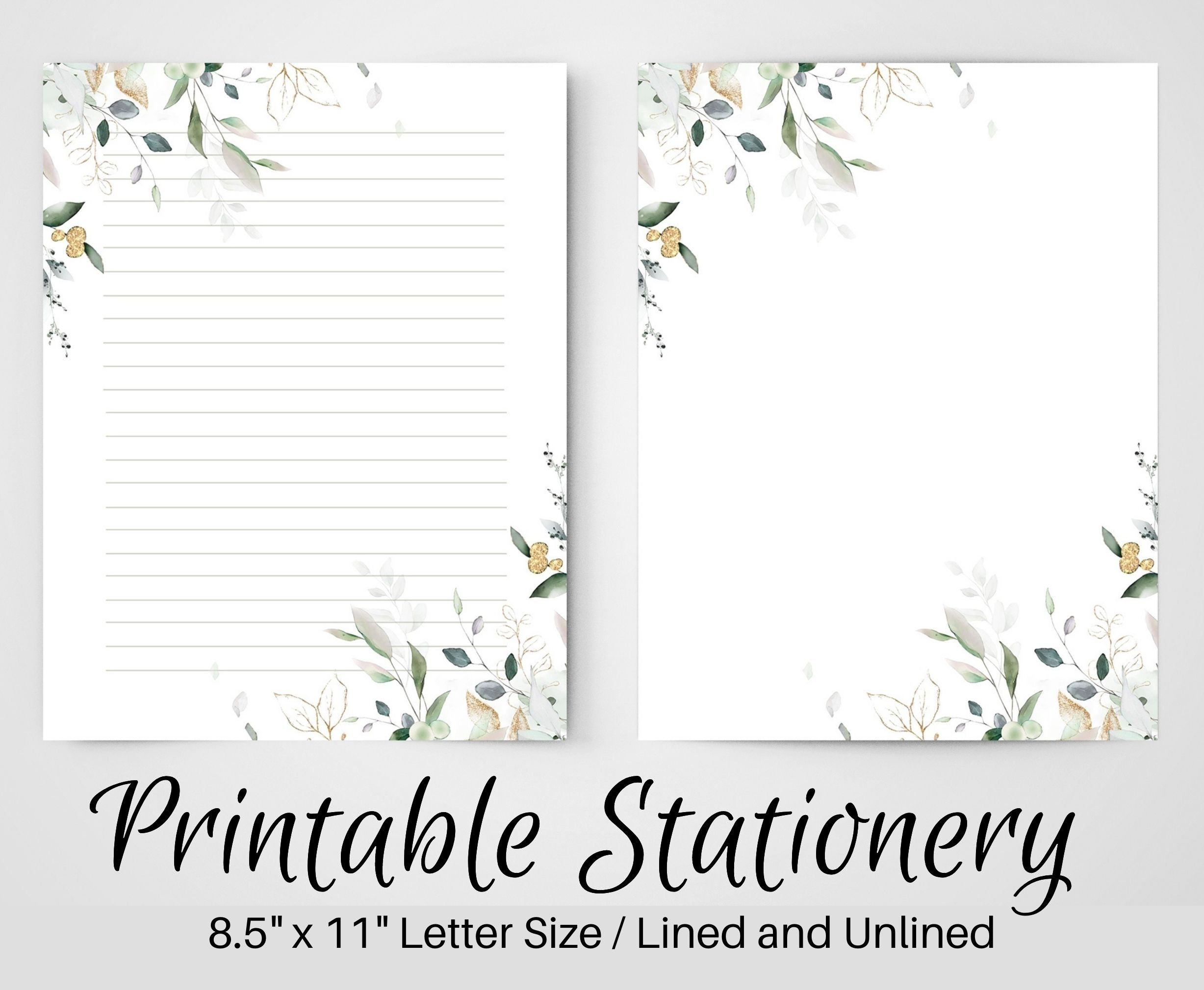 Printable Botanical Stationery Set – Elegant Floral Writing Paper ...