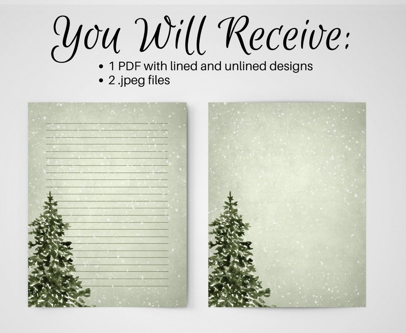 Winter Forest Printable Stationery – Evergreen Tree Writing Paper ...