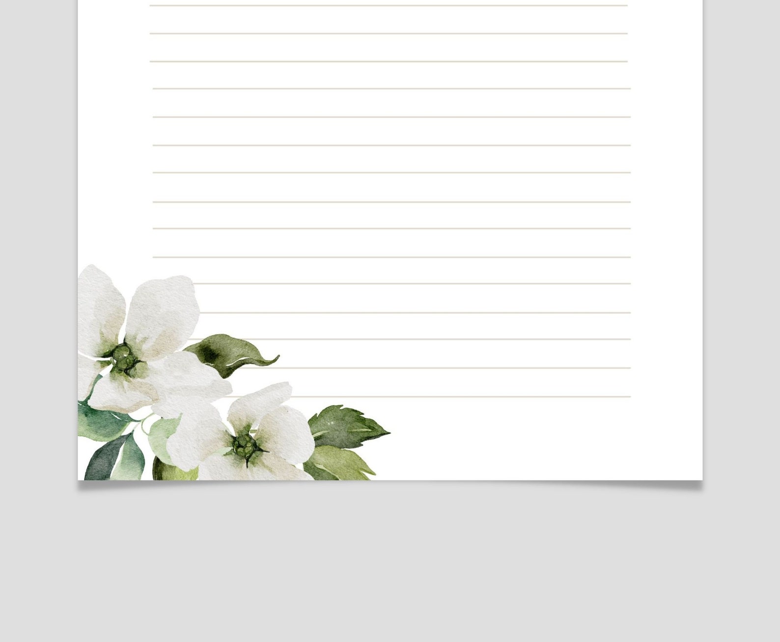 PRINTABLE Stationery, White Flower Printable Stationary, Printable ...