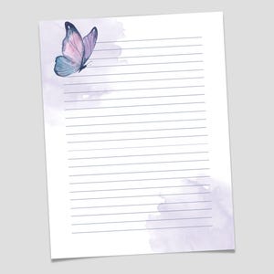Purple Butterfly Printable Writing Paper, PRINTABLE Stationery ...