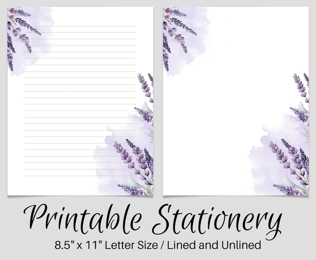 Lavender PRINTABLE Stationery, Printable Stationary, Printable Writing ...