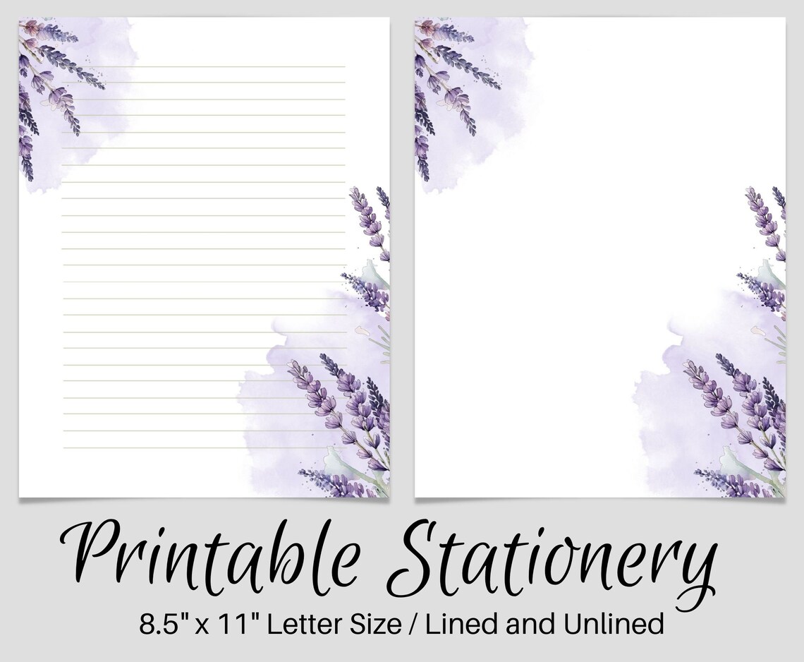Lavender PRINTABLE Stationery, Printable Stationary, Printable Writing ...