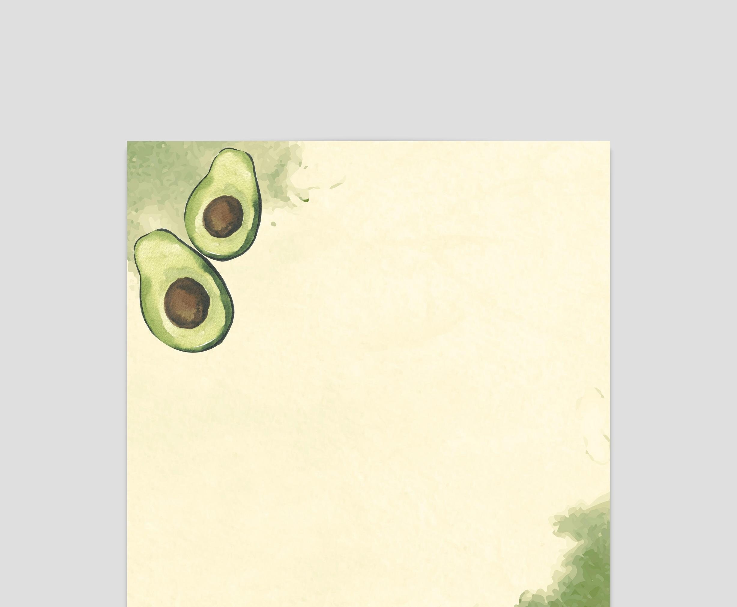 PRINTABLE Notes, Cute Avocado Letter Writing Paper, Unlined Journal ...