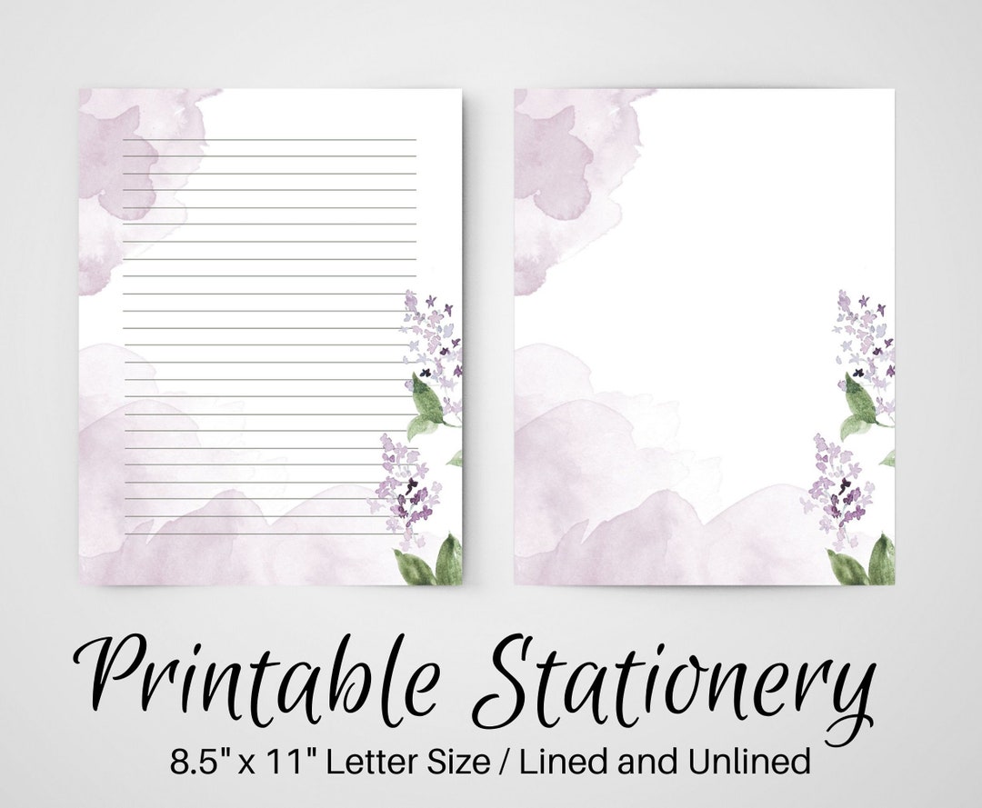 Lilac PRINTABLE Notes, Floral Letter Writing Paper, Letter Writing Set ...