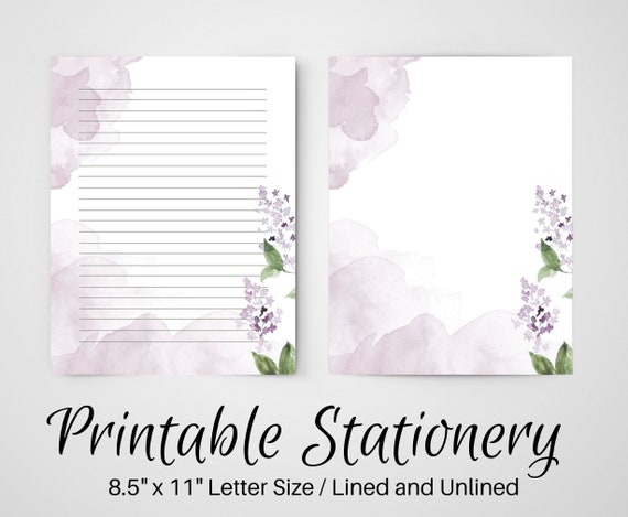 Lilac PRINTABLE Notes Floral Letter Writing Paper Letter | Etsy